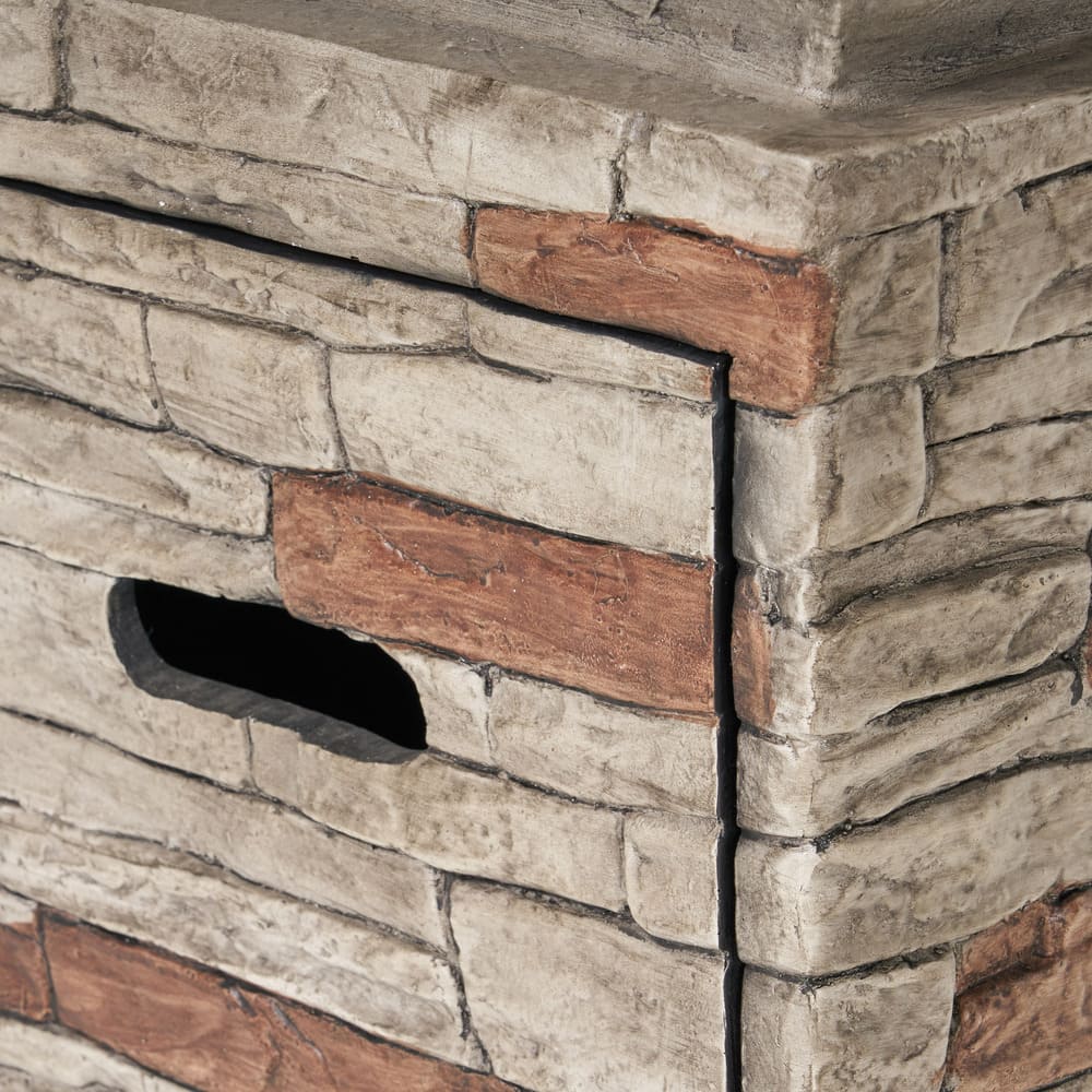 Outdoor20 Inch MGO Fire Column - 40,000 BTU, Natural Stone (Tank Insid