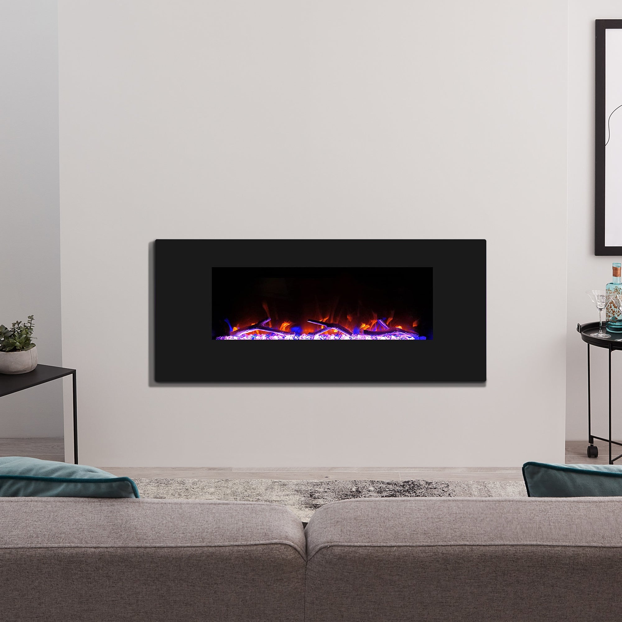 Clihome 42-72" Wall-mounted Electric Fireplace with Dual Speakers w/ R